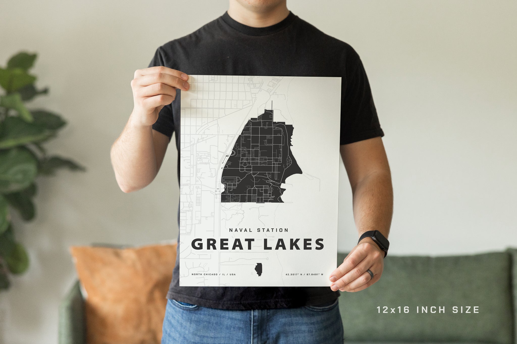 Naval Station Great Lakes Map Print | Home Base Maps