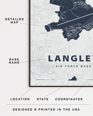 Langley Air Force Base Map Print | Home Base Maps
